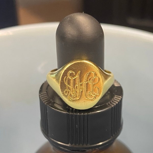 14k Gold Initial Signet Ring,personalized Monogram Ring,engraved Signet Ring,custom Initial Ring ...