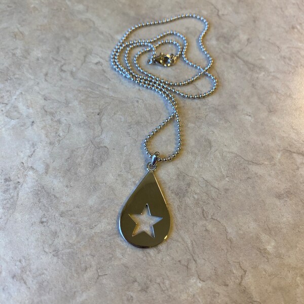 Guitar Pick Star Pendant and Box Chain 925 Silver Blackstar David Bowie ...