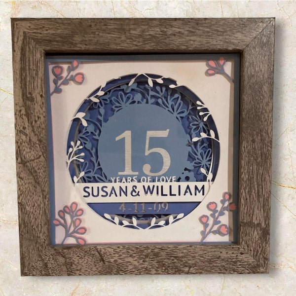 3D Anniversary Shadow Box With Custom Names, Wedding Shadow Box ...