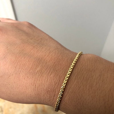 Solid 10K Gold Ladies Bracelet, Stackable Gold Bracelets, Curb Bracelet ...