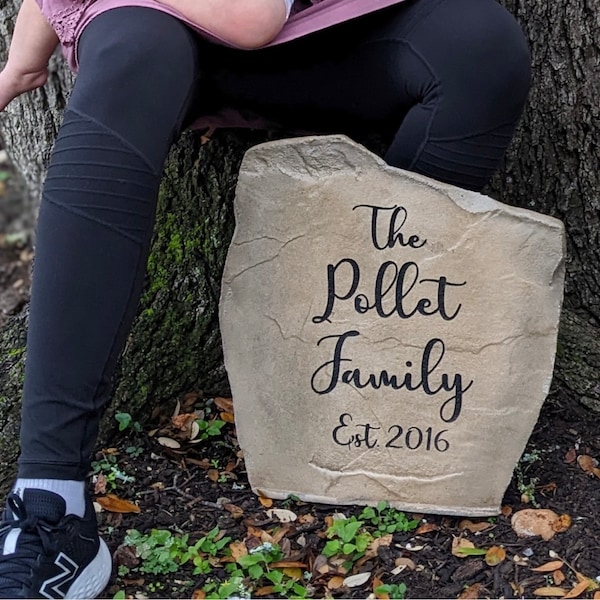 Family Name Stone - Engraved Rock - Personalized - Garden Stone - House ...