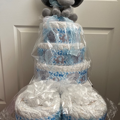 Elephant Themed Diaper Cake-babyshower Gift for Mom to Be-baby Shower ...