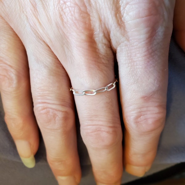 Dainty Paper Clip Chain Ring in Gold, Sterling Silver, Rose Gold ...