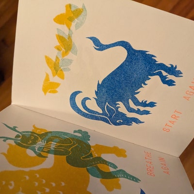 Mistletoe Dance Risograph Print, Whimsical Folk Art Illustration of a ...