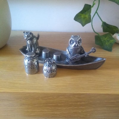 The Owl & the Pussy Cat Thimble Set Pewter Collectible Thimbles Gift ...