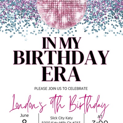 Editable Olivia Birthday Party Invitation Y2K Aesthetic Glitter ...