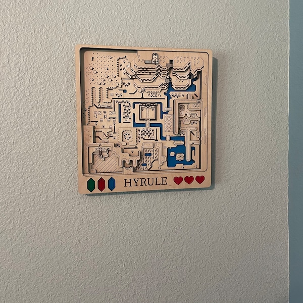 3D Hyrule Video Game Map Laser Cut Wood Multilayer Custom Decor ...