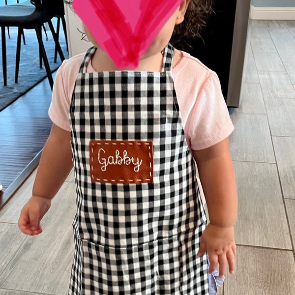 NEW COLORS! Personalized Hand-embroidered Name HANDMADE Apron for Kids ...