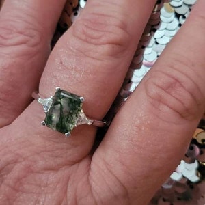 Emerald Cut Lab Created Ruby Engagement Ring for Women, Wedding Ring ...