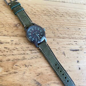 Green Watch Strap , Custom Handmade Leather Watch Strap 14mm 16mm 17mm ...