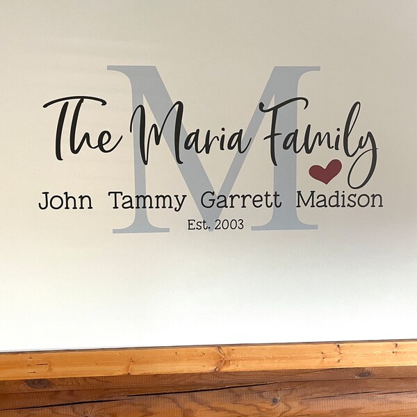 Last Name Wall Decal- Custom Last Name Decal - Custom Family Decal ...