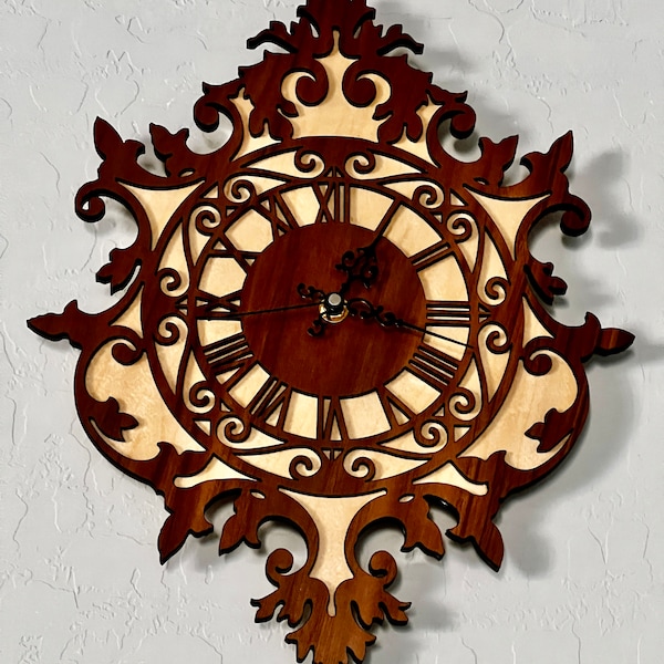 Wooden Laser Cut Wall Clock. Wood Carved Wall Clock. Cdr, Ai, Svg, Pdf ...
