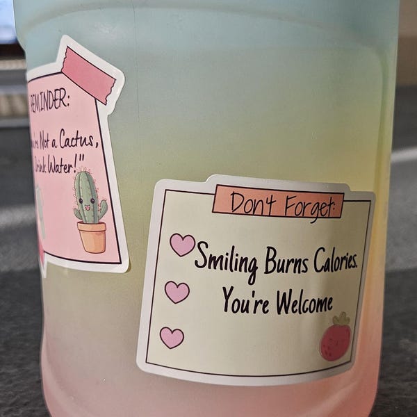 Stay Hydrated Reminder Sticky Note Sticker-you're Not a Cactus,drink ...