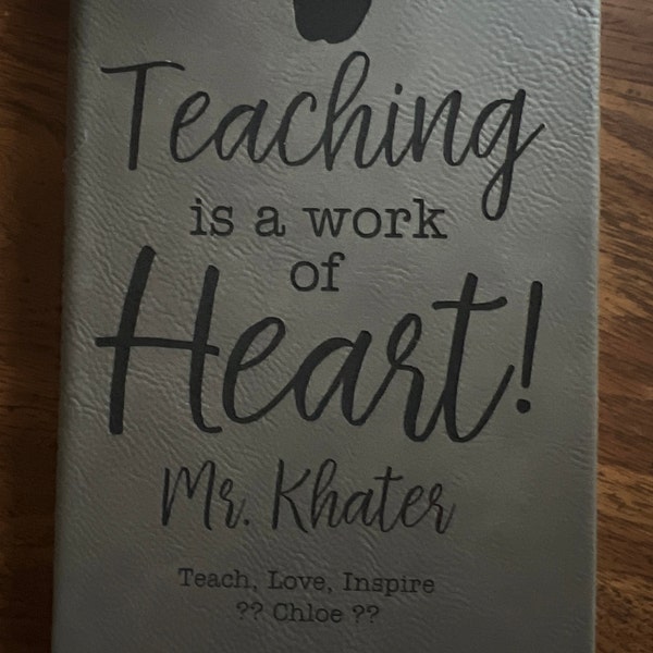 Teaching is a Work of Heart Personalized Engraved Writing Journal ...