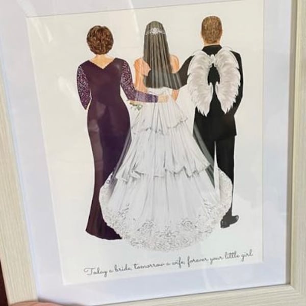 Personalized Bride and Parents Portrait Art DIGITAL | Mother & Father ...