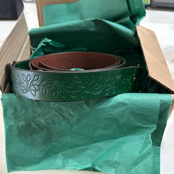 Elf Leather Belt With Leaves in Brown and Green , LARP Druid Elven Bet ...