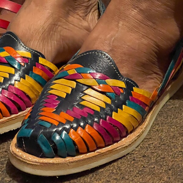 Mexican Huarache. Leather Mexican Sandal. All Size Boho-hippie Vintage ...
