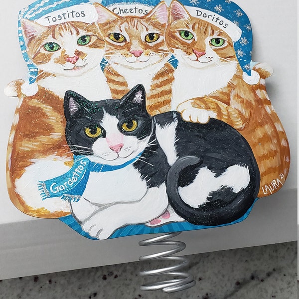Pet Family Christmas Tree Topper, Multiple Pets, Custom Cat Tree Topper ...