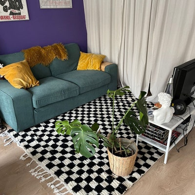 Large Red and White Checkered Rug, Moroccan Berber Checkered Rug ...