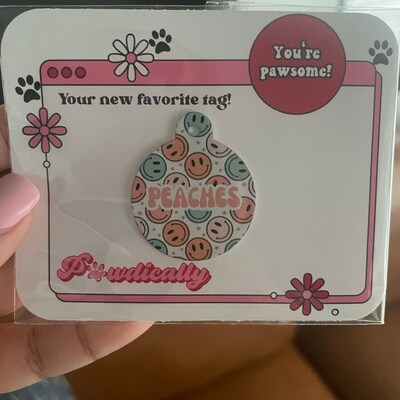 Retro Smiley Dog Tag Retro Dog Tag Pet Tag Custom Dog Tag Personalized ...