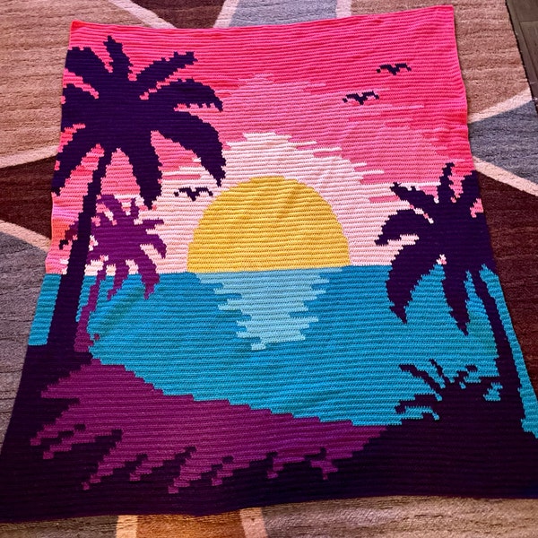 Tropical Sunset Crochet Graph (c2c, Mini C2c, Sc, Hdc, Dc, Tss), Cross ...