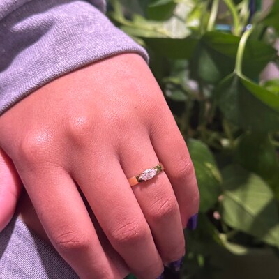 Unique Halo Rectangle Engagement Ring 14k Solid Gold Vintage ...