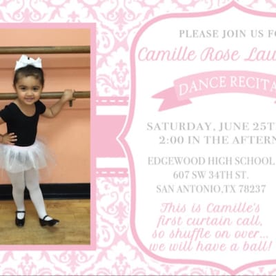 Girl Photo Invitation Dance Recital Ballet Birthday Party Can ...