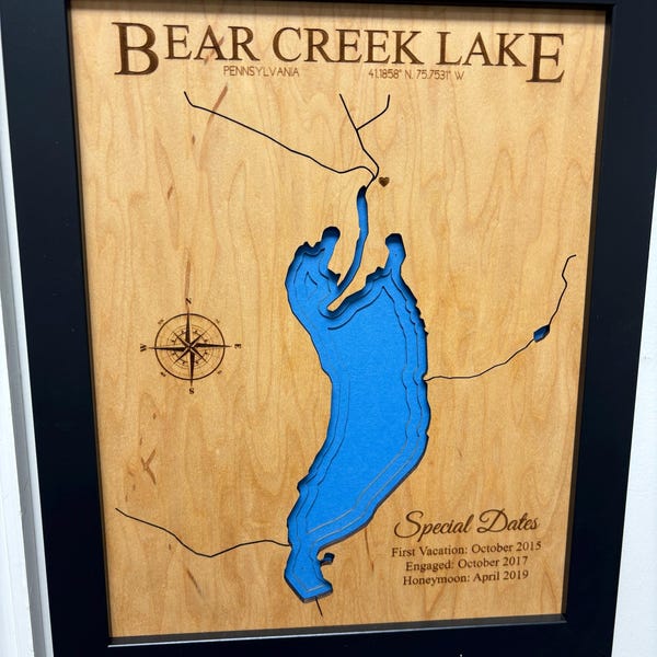Personalized Wood River Map - Custom Engraved Wooden River Map - Unique ...