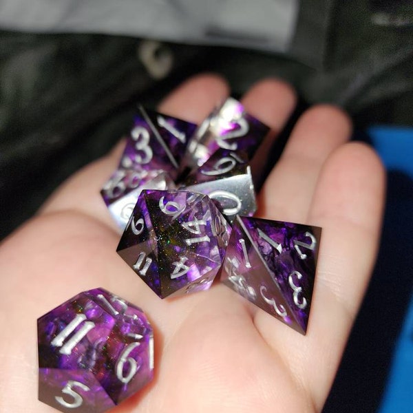 Malignant Midnight Sharp Dnd Dice Clear Handmade Resin Dice Set for ...