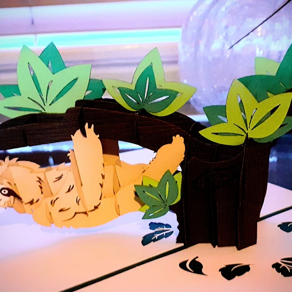 Sloth Pop up Card, 3d Sloth Birthday Pop up Card - Etsy