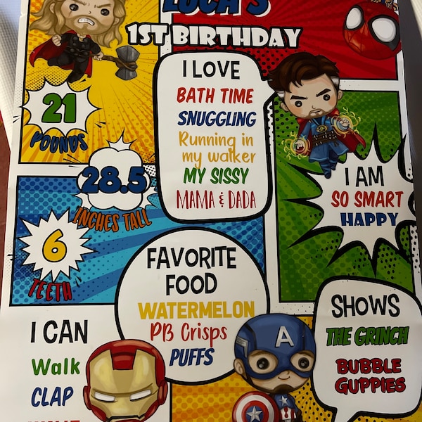 Editable Superhero Milestone Board, Superhero Birthday Milestone Sign ...