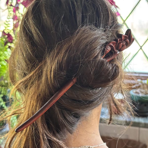 5pcs Mini Wooden Flower Hairpin, Unique Flower Wood Hair Stick, Hair ...