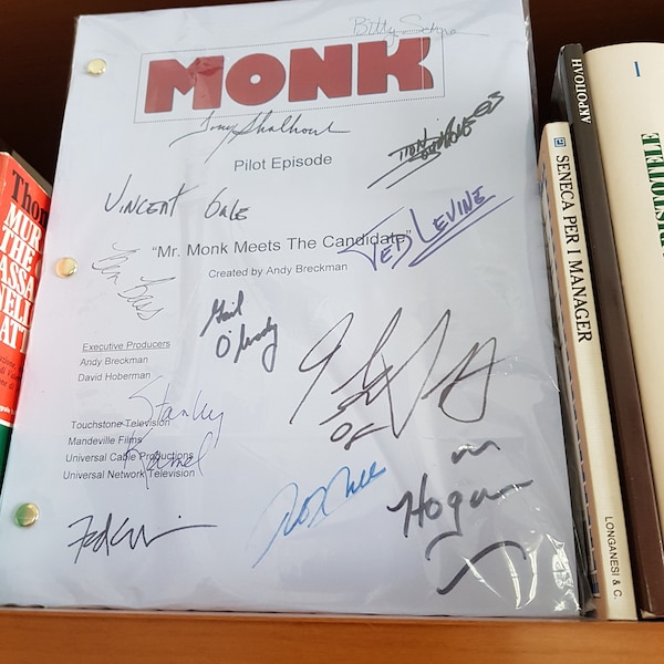 Monk Pilot TV Script Autographed: Tony Shalhoub, Bitty Schram, Ted ...