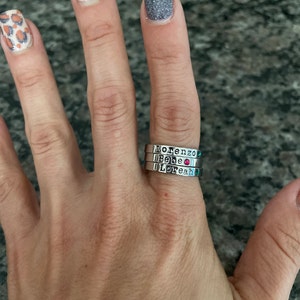 Engraved Stacking Ring Custom Silver Stainless Steel | Etsy