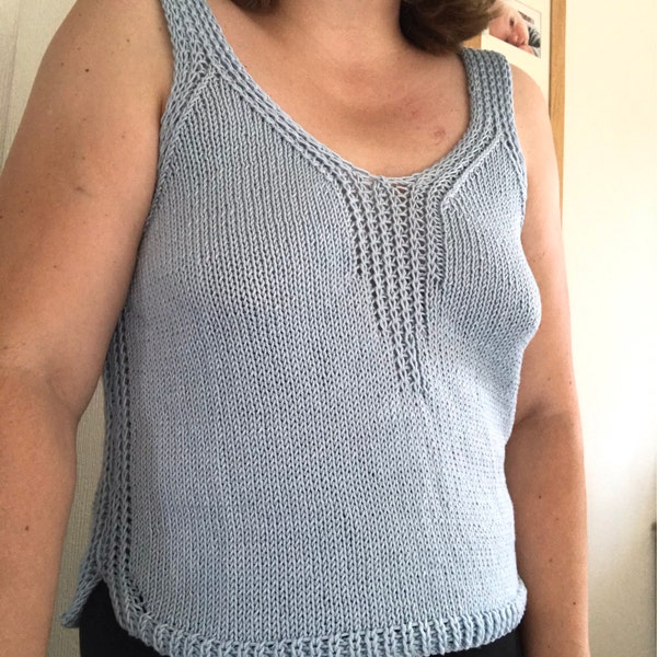 Knitting Pattern // Slinky Ribbed Tank Top Relaxed Summer Easy Knit Top ...