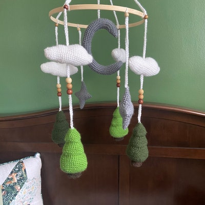 Woodland Mobile Crochet Pattern PDF, Green Forest Nursery Hanging Toys ...