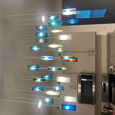 Sea Glass Kitchen Décor. Blown Glass Pendant Lights for - Etsy