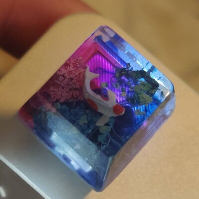Blue Pink Koi Artisan Keycap, Custom Keycaps, Koi Fish Resin Keycap ...