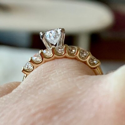 2.5MM 14k Gold 7 Stone U-shaped Wedding Band / 0.45 Ctw Diamond Wedding ...
