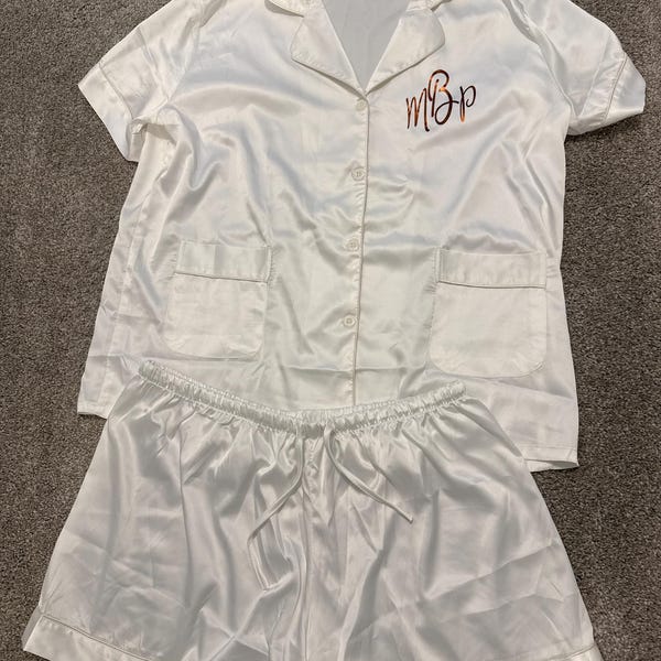 Emerald Green Pajamas, Forest Green, Sage Satin Pyjamas, Bridal Pjs ...