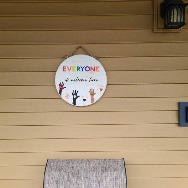 Everyone is Welcome Here Door Hanger, Laser Cut Door Hanger, Inclusive ...
