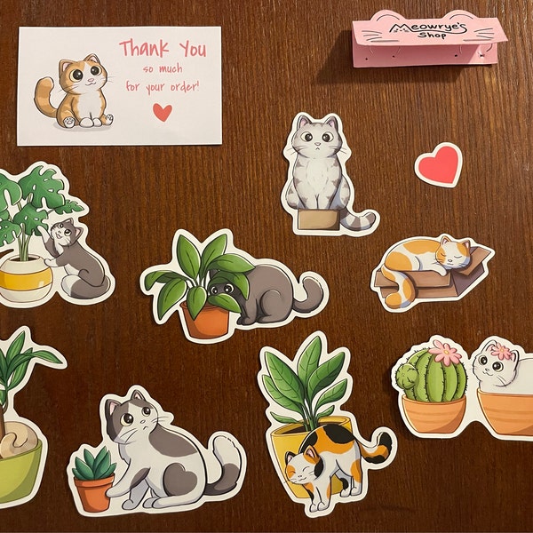 Cute Cat in Box Sticker - Calico Cat Sticker - Gift for Cat Lovers ...