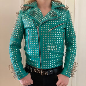 Men's Gothic Pyramid Black Studs Real Leather Punk Patches Handmade ...