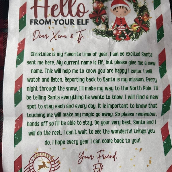Christmas Elf Introduction Letter, Elf Arrival Letter Printable, First ...