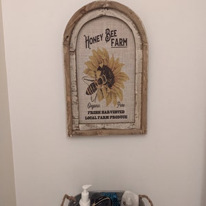 Bee Wall Decor Arch Window Frame Linen Wall Hanging | Etsy