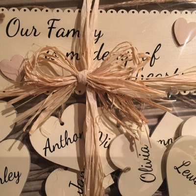 Personalised Family Plaque. our Family is Made up of Many Hearts ...