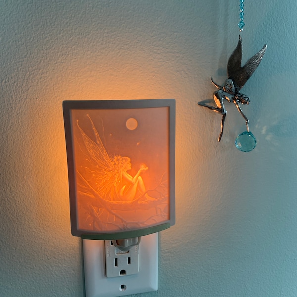Fairy Night Light - Porcelain Lithophane "catch a Falling Star" Fantasy ...