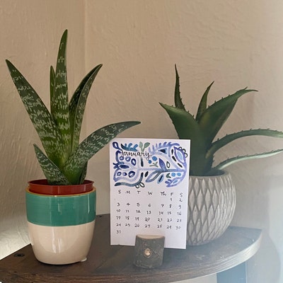 Hand-lettered 2024 Desk Calendar, Watercolor and Calligraphy Calendar ...