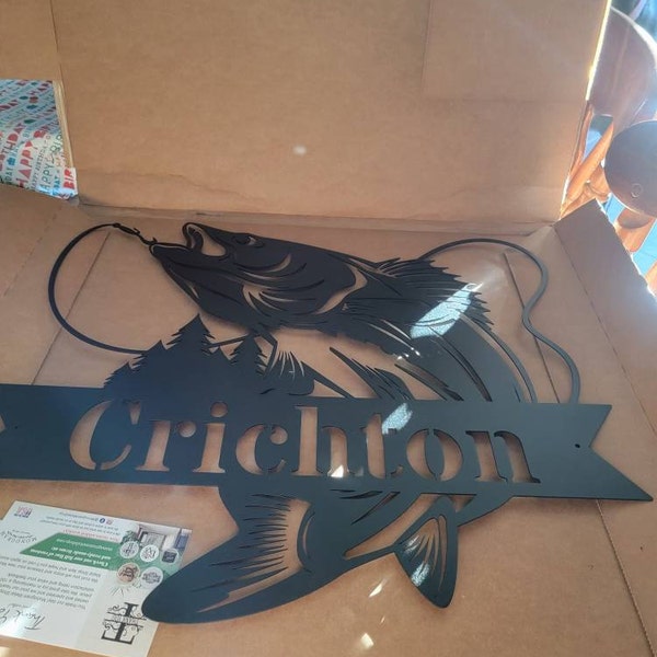 Walleye Metal Fish Sign for Outdoors on House, Fishing Lover Wall Sign ...