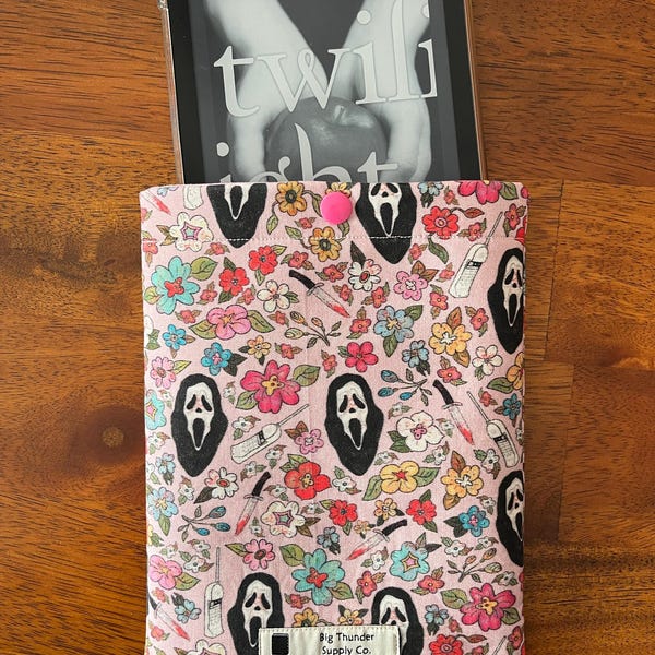 Halloween Spooky Floral Scream Lightly Padded Kindle Sleeve With Snap - E-reader Cover - Case ...